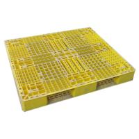 China Grid Top Yellow Plastic Pallets Euro HDPE Plastic Pallet For Racking System for sale