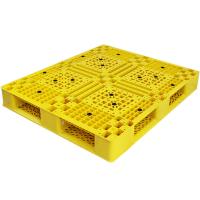 China Lightweight HDPE Grid Pallet Yellow Plastic Pallets 120x100x15cm for sale