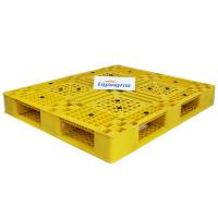 China Lightweight HDPE Grid Pallet Yellow Plastic Pallets 120x100x15cm for sale