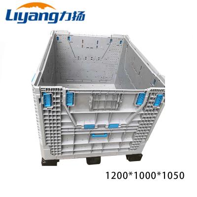 China Warehouse Industrial Large HDPE Euro Collapsible Plastic Pallet Box Stackable for sale