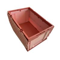 China Folding HDPE Plastic Storage Crate With Attached Lid for sale