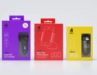 China Custom Disposable Coated Paper Cell Phone Accessories Packaging Box with Clear PVC Window - 1000 Box Minimum Order for sale