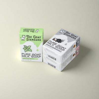China Custom Kraft Paper Soap Box 350gsm White Cardboard Eco Friendly Packaging for 50-200g Soap Bars for sale