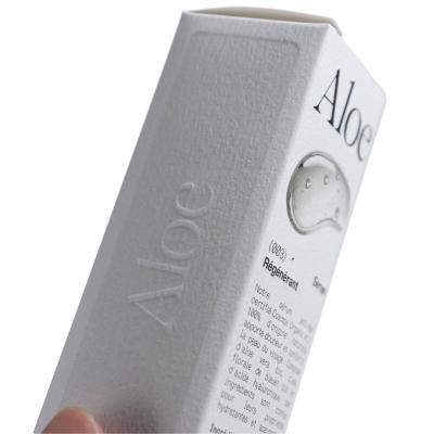 China Custom Full Color Embossed Cosmetic Box Eco Friendly White Cardboard Packaging for sale