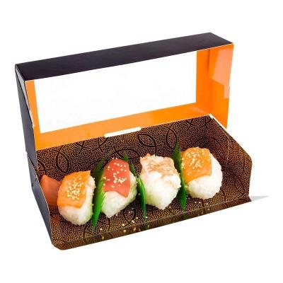 China Custom Brown Sushi Paper Box with Window - White Cardboard Food Packaging 100-250gsm | Logo Printing Available for sale