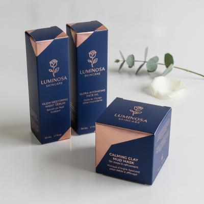 China Gold‑Foil Embellished Texture Paper Boxes for Cosmetic Product Packaging for sale