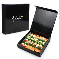 China Sushi Box for Takeaway Rigid Greyboard Coating Foldable Flat-packed shipping Type Packaging Custom for sale