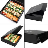 China Sushi Box for Takeaway Rigid Greyboard Coating Foldable Flat-packed shipping Type Packaging Custom for sale