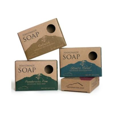 China 350gsm Brown Kraft Paper Custom Printed Cosmetic Boxes for Soap Package Square Shape for sale