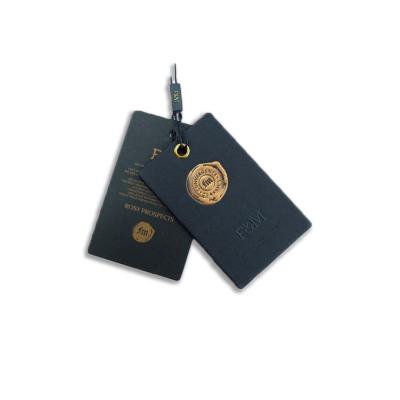 China 350gsm Black Card Custom Hang Tags for Garment Packaging Square Shape for sale