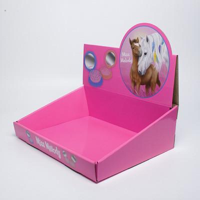 China C1S Custom Logo Foldable Corrugated Counter Display Boxes - 300g/350g Cardboard, 1000pcs MOQ, 20-Day Lead Time for sale