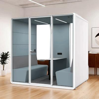 China White Orange Indoor Office Pod Steel Structure 650mm Width Noise-Reducing Workstation for Offices & Musicians for sale