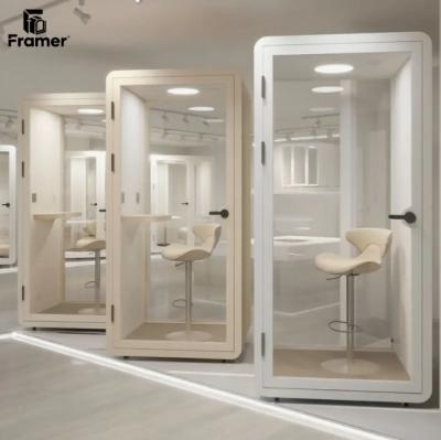 China FRAMER K105 Single Person Noise Cancelling Phone Booth 105×100×230cm with 60 L/s Ventilation and 30-35 dB Sound Insulation for sale