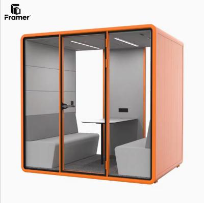 China 4-Person Soundproof Meeting Pod 200x180x233cm with 30-35dB Noise Reduction and 220V Power for sale