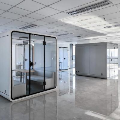China Modern Soundproof Office Pod 4 Person Customized Glass Booth 35dB Noise Reduction for sale