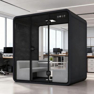 China Customized High Sealing Acoustic Phone Booth for 4 People Modern Aluminum Alloy Frame 1610x2188x2288mm for sale