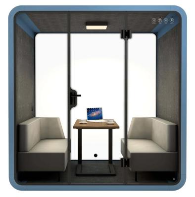 China 4 Person Modular Meeting Booth Soundproof Office Pod with Steel Frame Adjustable for sale