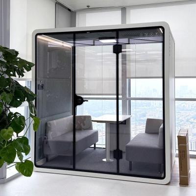 China 4 Person Acoustic Meeting Booth Soundproof Office Pod 35dB Noise Reduction Custom Color for sale