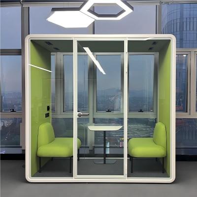 China Modern 4-Person Acoustic Pod with 35dB Noise Reduction - Aluminum Frame & USB Charging Office Booth for sale