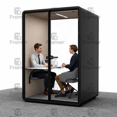 China FRAMER FA-XXXL+ Fully Enclosed Soundproof Phone Booth 2806×3884×2300mm Black Modular Office Pod for sale