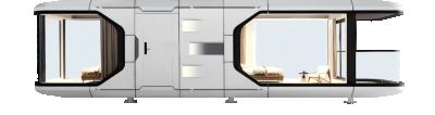 China 38m² Aluminum Single-Sheet Steel Structure Space Mobile House 11.5m x 3.3m for sale