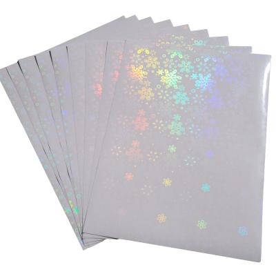 China A4 Self Adhesive Holographic Snowflake Lamination Film 215mm x 762mm for DIY Scrapbook Photo Protection for sale