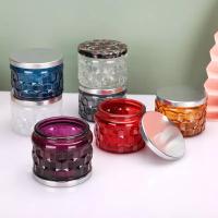China Mosaic Honeycomb Embossed Empty Glass Candle Jars 4OZ 120ML Candle Container For Wedding Party for sale