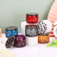 China Mosaic Honeycomb Embossed Empty Glass Candle Jars 4OZ 120ML Candle Container For Wedding Party for sale
