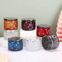 China Mosaic Honeycomb Embossed Empty Glass Candle Jars 4OZ 120ML Candle Container For Wedding Party for sale