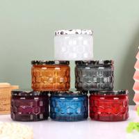 China Mosaic Honeycomb Embossed Empty Glass Candle Jars 4OZ 120ML Candle Container For Wedding Party for sale