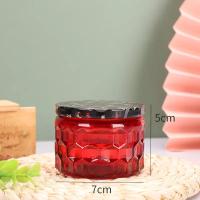 China Mosaic Honeycomb Embossed Empty Glass Candle Jars 4OZ 120ML Candle Container For Wedding Party for sale