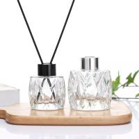 China Different Sizes 50ml 100ml 200ml Empty Square Reed Diffuser Glass Bottles With Cork for sale