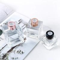 China Different Sizes 50ml 100ml 200ml Empty Square Reed Diffuser Glass Bottles With Cork for sale