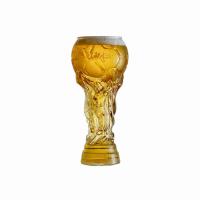 China Drinking Glass Clear Beer Glass Cup 16oz Qatar World Cup Trophy Shaped for sale