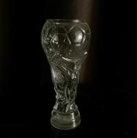 China Drinking Glass Clear Beer Glass Cup 16oz Qatar World Cup Trophy Shaped for sale