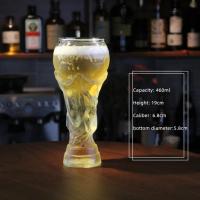 China Drinking Glass Clear Beer Glass Cup 16oz Qatar World Cup Trophy Shaped for sale