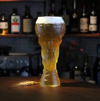 China Drinking Glass Clear Beer Glass Cup 16oz Qatar World Cup Trophy Shaped for sale