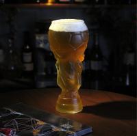 China Drinking Glass Clear Beer Glass Cup 16oz Qatar World Cup Trophy Shaped for sale