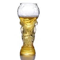 China Drinking Glass Clear Beer Glass Cup 16oz Qatar World Cup Trophy Shaped for sale