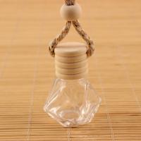 China Empty Diamond Car Reed Diffuser Pendant 8ml Air Freshener Bottle And Wooden Lid for sale