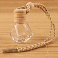 China Empty Diamond Car Reed Diffuser Pendant 8ml Air Freshener Bottle And Wooden Lid for sale