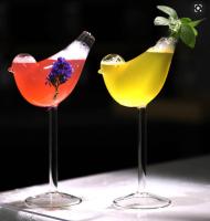 China Unique Transparent Bird Shape Juice Beverage Cocktail Glass Bottle 201-300ml For Bar Store for sale