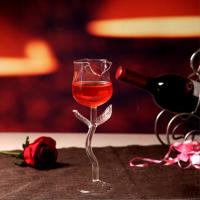 China Special Rose Shape Juice Beverage Cocktail Glass Bottle Transparent 180ml For Bar for sale