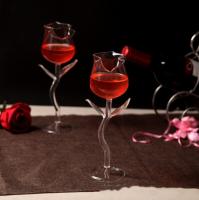 China Special Rose Shape Juice Beverage Cocktail Glass Bottle Transparent 180ml For Bar for sale