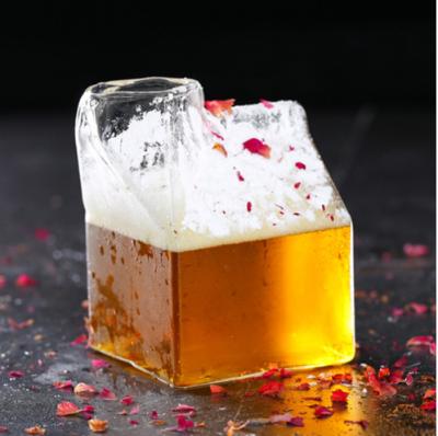 China 350ml Special Coffee Pot Milk Box Bottle Transparent For Bar Cocktail Glass Bottle for sale