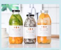 China Round Glass Beverage Bottle 300ml 350ml 500ml Yoghurt Milkshake Milk With Label for sale