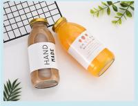 China Round Glass Beverage Bottle 300ml 350ml 500ml Yoghurt Milkshake Milk With Label for sale