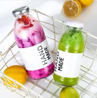 China Round Glass Beverage Bottle 300ml 350ml 500ml Yoghurt Milkshake Milk With Label for sale