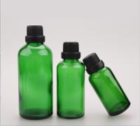 China Green Essential Oil Cosmetic Glass Bottle 5g 15g 20g 30g 100g With Tamper Proof Cap for sale