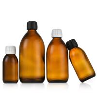 China Medical Oral Liquid Amber Glass Syrup Bottle 60ML 100ML 500ML With Aluminum Cap for sale
